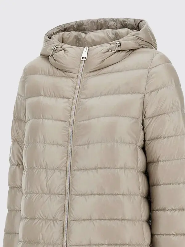 Herno Long Quilted Nylon Hooded Puffer Coat With Down Padding - Cream