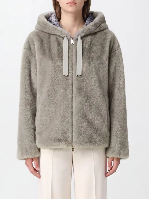 Herno Hooded Faux-fur Zip-up Jacket - Grey
