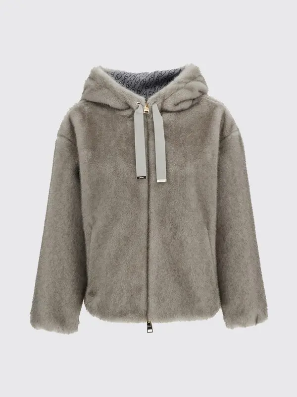 Herno Hooded Faux-fur Zip-up Jacket - Grey