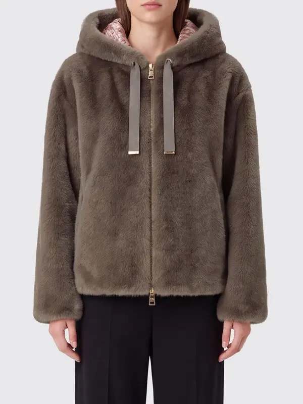 Herno Hooded Faux-fur Zip-up Jacket - Mink