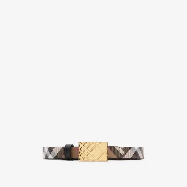 Burberry Thin Reversible Engraved Check Belt - Black