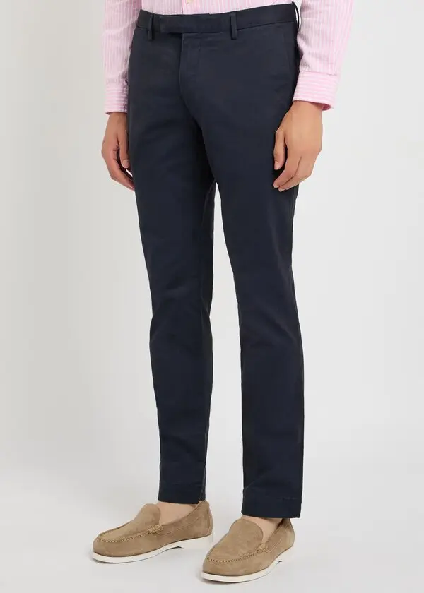 Polo Ralph Lauren Slim Tapered-leg Stretch-cotton Chino Trousers - Navy