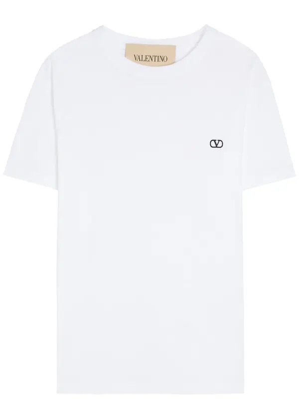 Valentino Garavani Logo-embroidered Cotton T-shirt - White