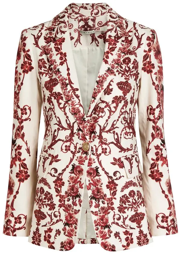 Alice + Olivia Macey Printed Linen-blend Blazer - Multicoloured