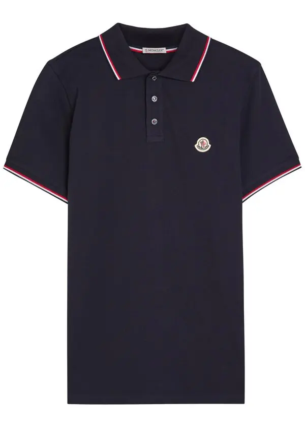 Moncler Logo-appliquéd Piqué Cotton Polo Shirt - Blue