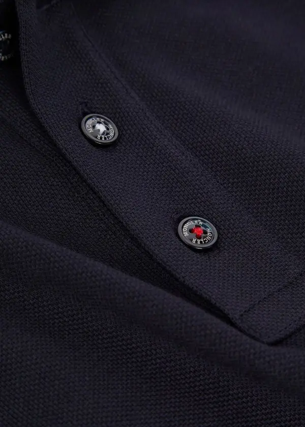 Moncler Logo-appliquéd Piqué Cotton Polo Shirt - Blue