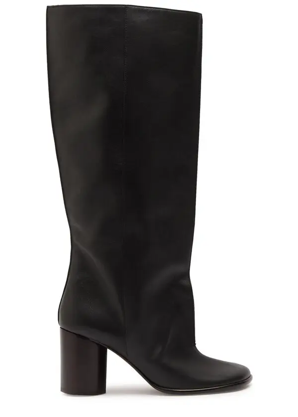 LEMAIRE Crease Sleeve 80 Leather Knee-high Boots - Black