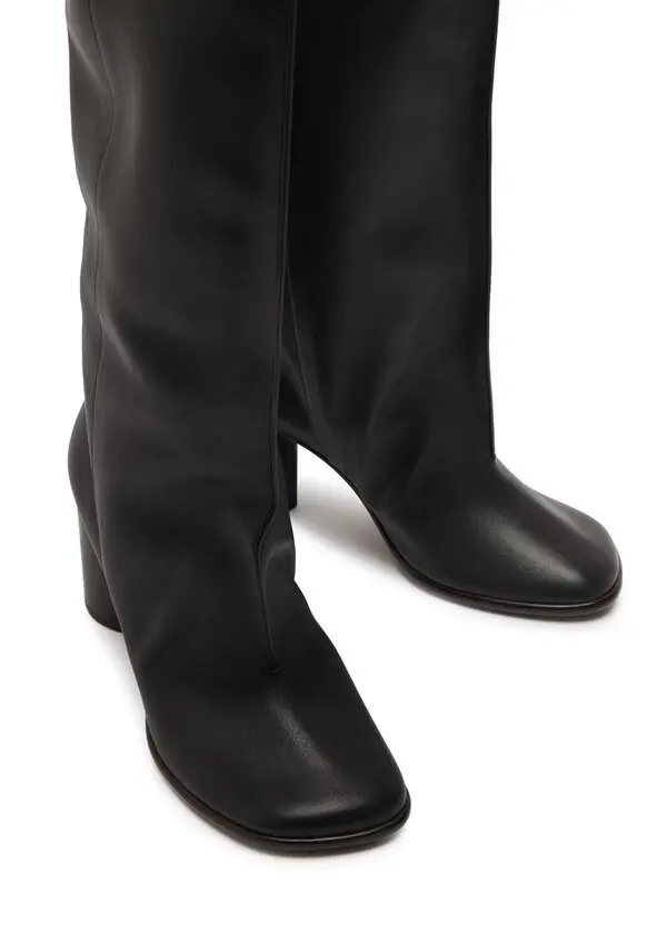 LEMAIRE Crease Sleeve 80 Leather Knee-high Boots