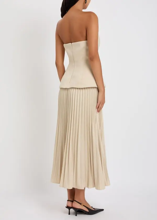 SELF-PORTRAIT Layered Double-breasted Woven Midi Dress