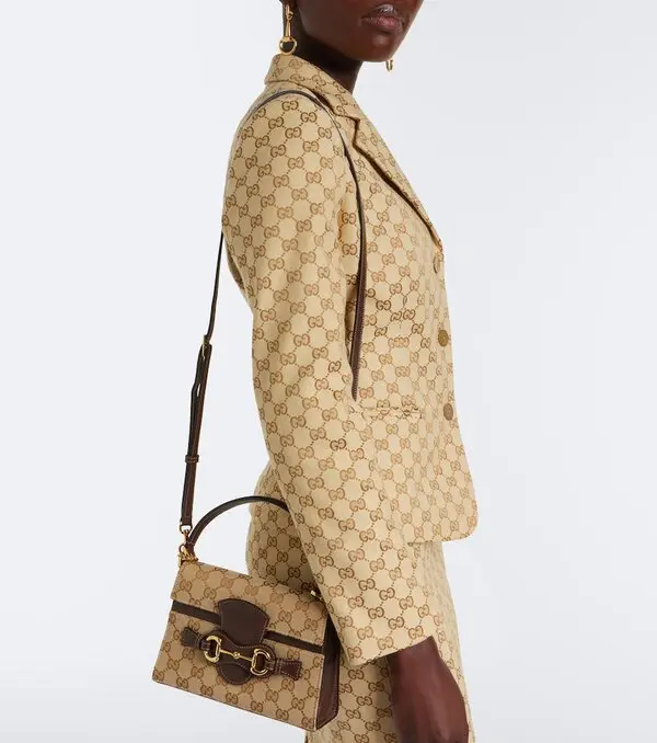 Gucci Horsebit Small Gg Canvas Top-handle Bag