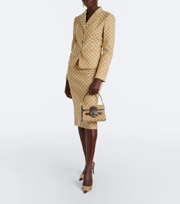 Gucci Horsebit Small Gg Canvas Top-handle Bag