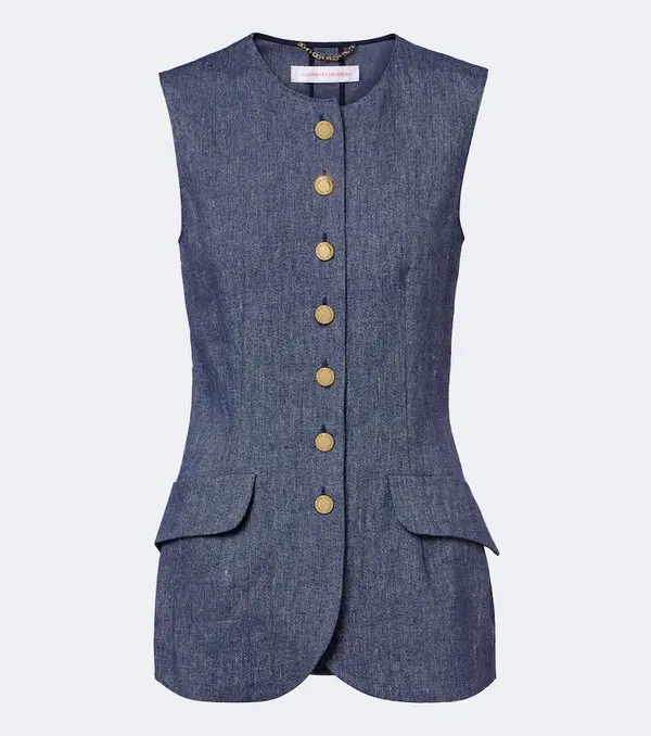Carolina Herrera Sleeveless Vest In Linen, Wool, Silk, And Cashmere