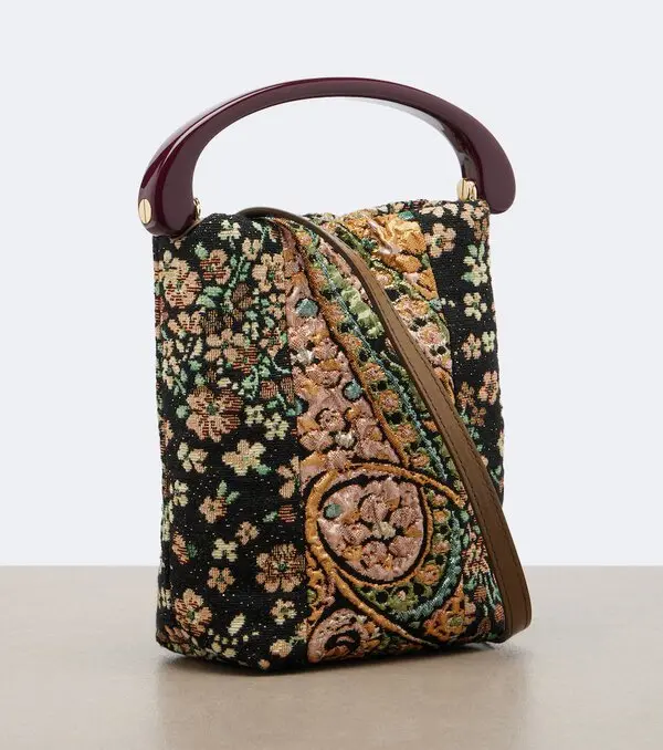 Dries Van Noten Micro Floral Jacquard Top-handle Bag