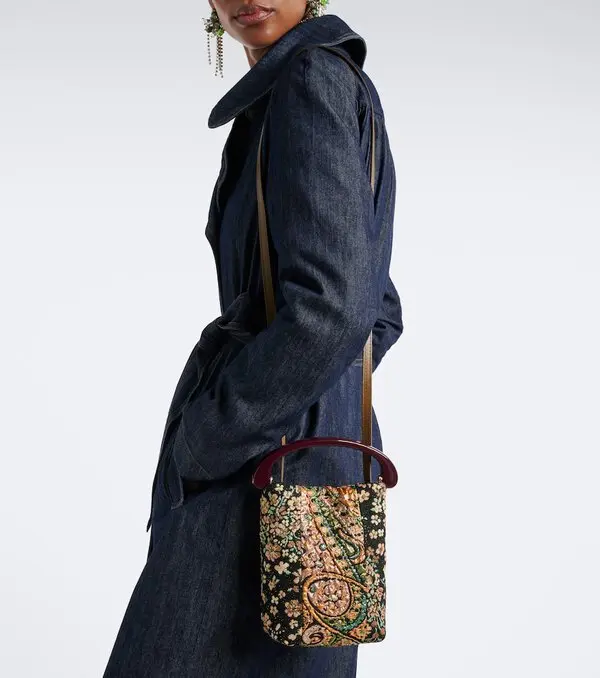 Dries Van Noten Micro Floral Jacquard Top-handle Bag