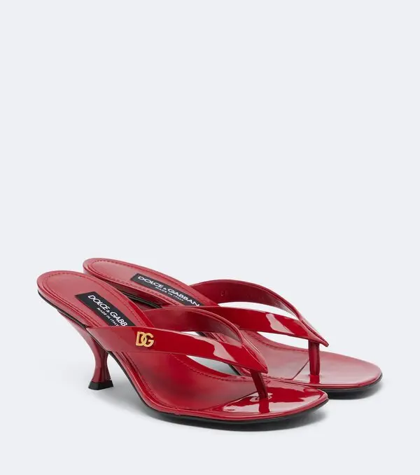 Dolce & Gabbana Dg Patent Leather Thong Sandals