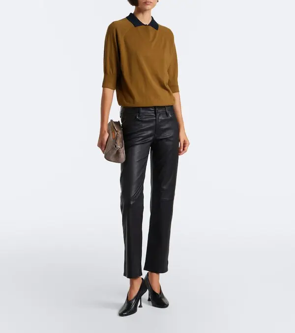 FRAME Cigarette Leather Slim Pants