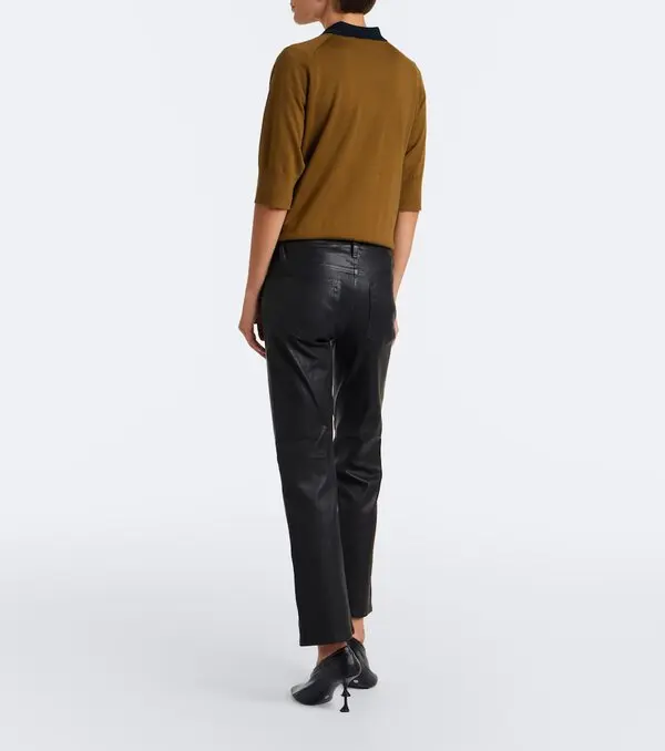 FRAME Cigarette Leather Slim Pants