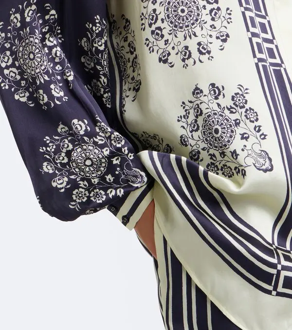 ALEMAIS Bandera Silk Shirt With Detachable Scarf