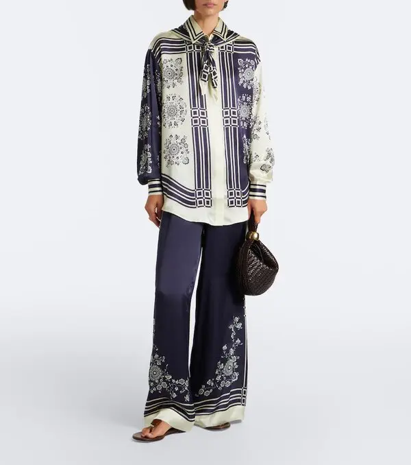ALEMAIS Bandera Silk Shirt With Detachable Scarf