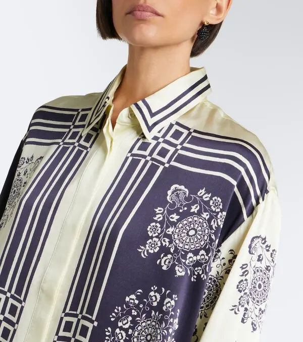 ALEMAIS Bandera Silk Shirt With Detachable Scarf