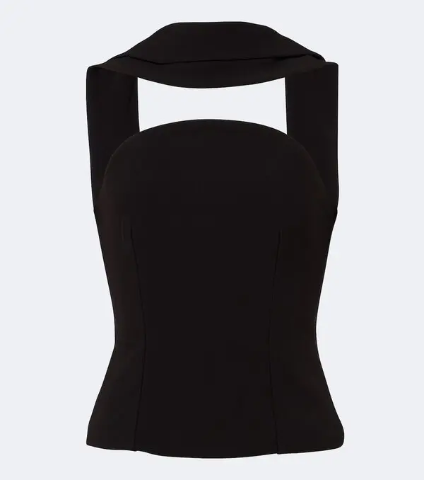 Roland Mouret Scarf-detail Crepe Corset Top - Black