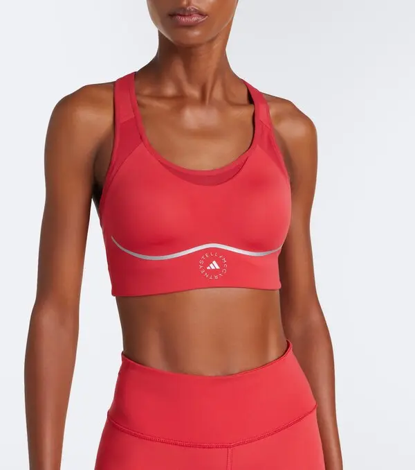 Adidas By Stella McCartney Logo Padded Jersey Sports Bra
