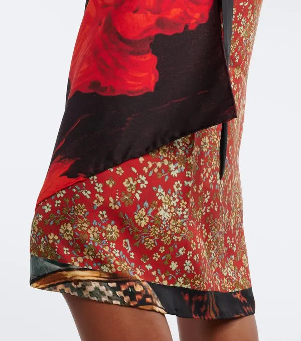 Dries Van Noten Printed Silk Wrap Skirt