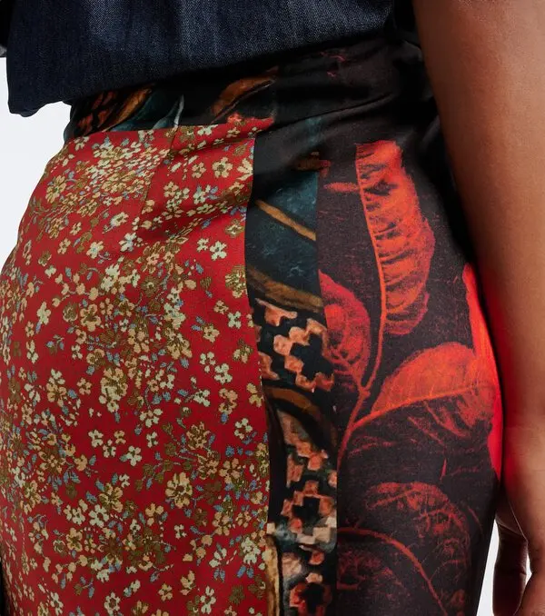 Dries Van Noten Printed Silk Wrap Skirt
