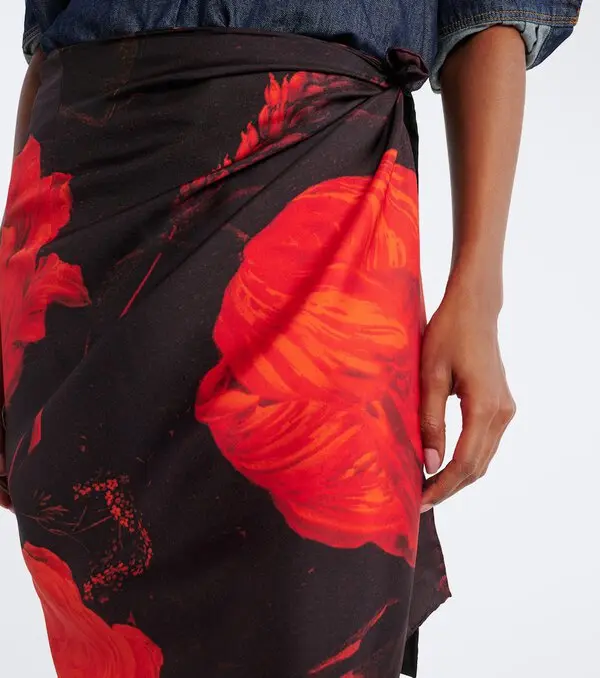 Dries Van Noten Printed Silk Wrap Skirt