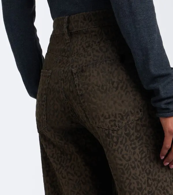 FRAME Bow Leopard-print Barrel-leg Jeans