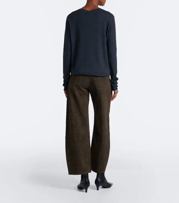 FRAME Bow Leopard-print Barrel-leg Jeans