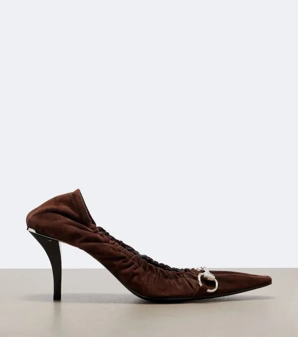 Gucci Vittoria Horsebit Suede Pumps