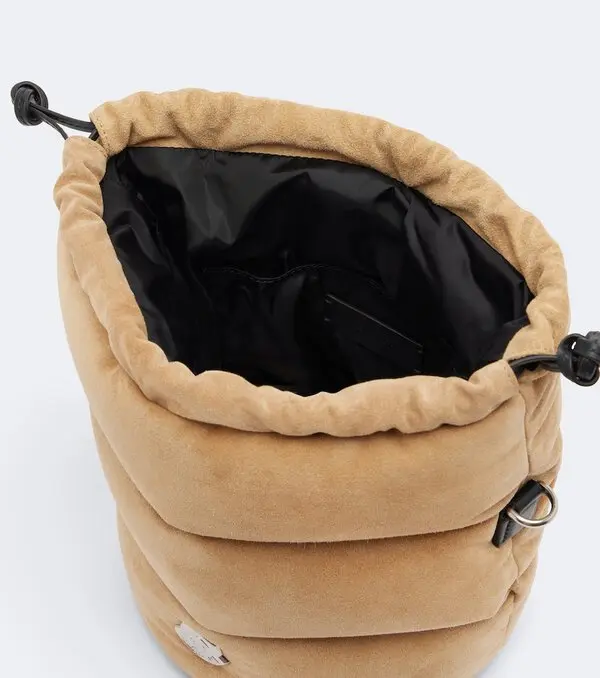 Moncler Caradoc Small Suede Down Bucket Bag