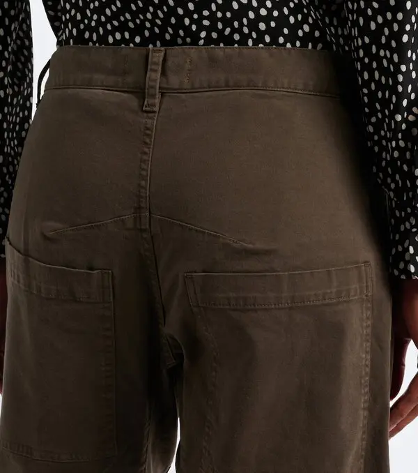 NILI LOTAN Shon Cotton Twill Barrel-leg Pants - Brown