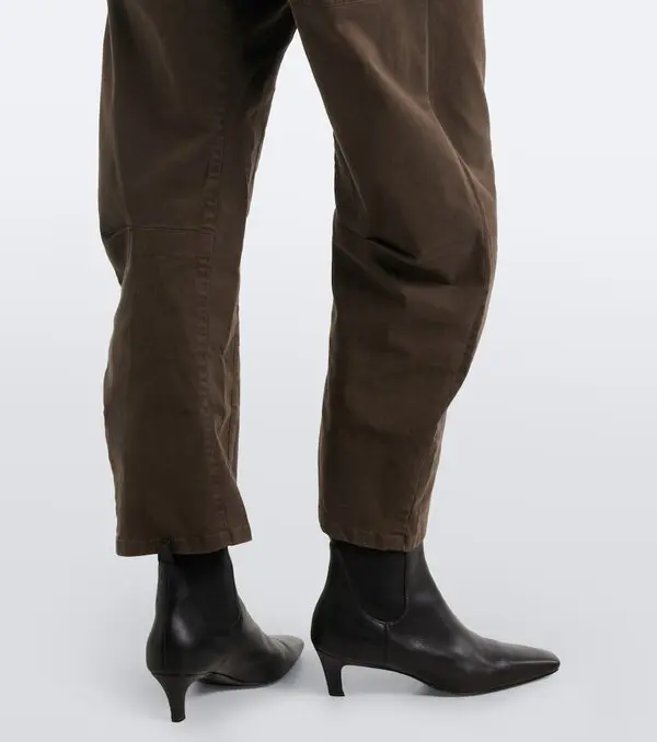 NILI LOTAN Shon Cotton Twill Barrel-leg Pants - Brown