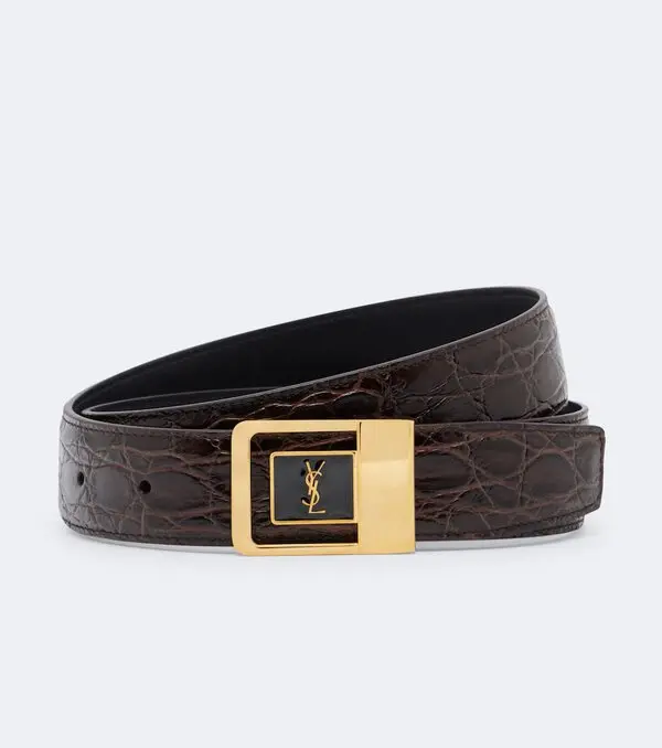 Saint Laurent La 66 Croc-effect Leather Belt