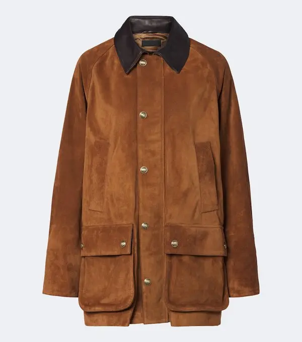 NILI LOTAN Kedem Leather-trimmed Suede Jacket - Brown