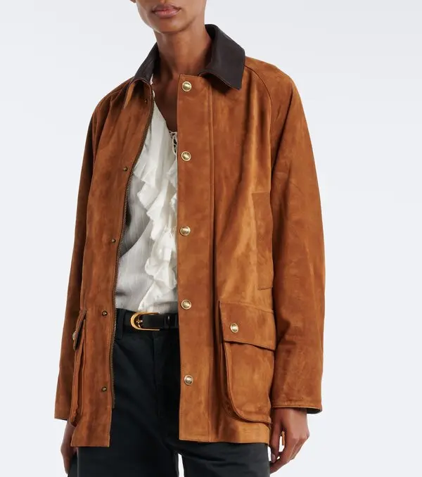 NILI LOTAN Kedem Suede Jacket With Leather Trim