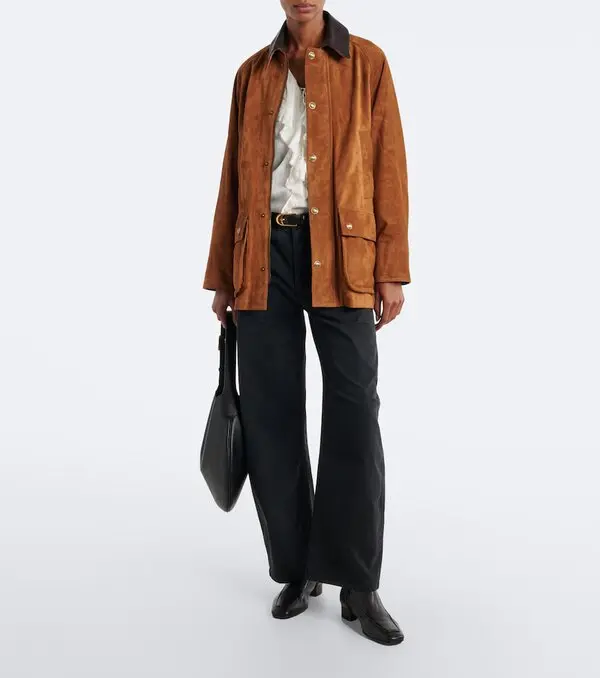NILI LOTAN Kedem Suede Jacket With Leather Trim