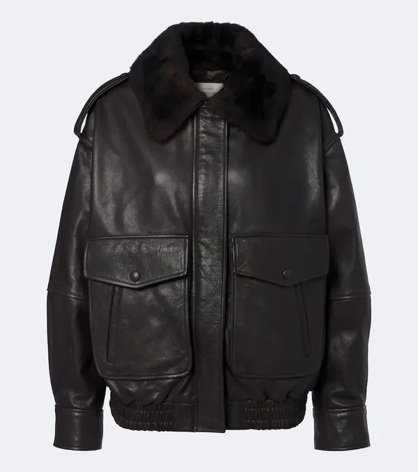 Loulou De Saison Russo Leather Bomber Jacket - Brown