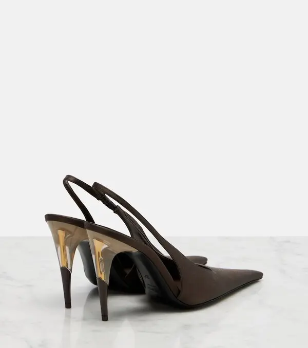 Saint Laurent Goya Crepe Satin Slingback Pumps
