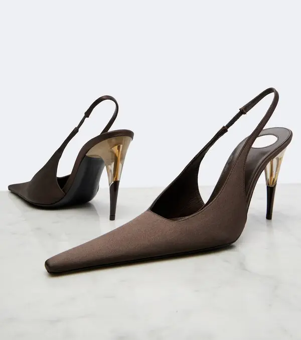 Saint Laurent Goya Crepe Satin Slingback Pumps