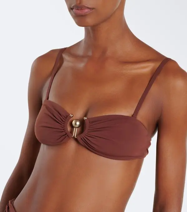 Christopher Esber Embellished Ruched Bikini Top