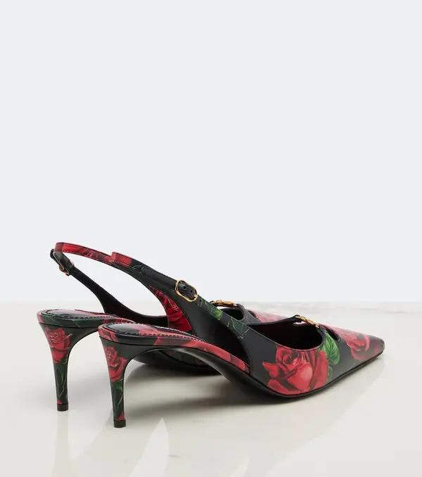 Dolce & Gabbana Floral Leather Slingback Pumps - Multicoloured