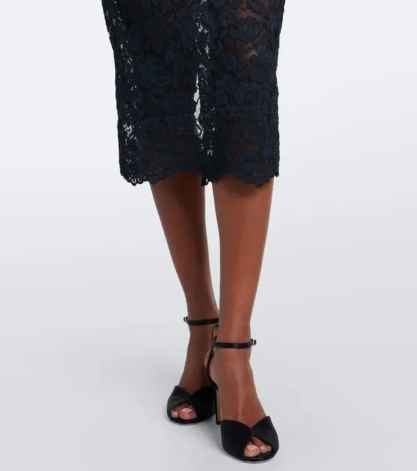 SELF-PORTRAIT Belted Lace Midi Dress