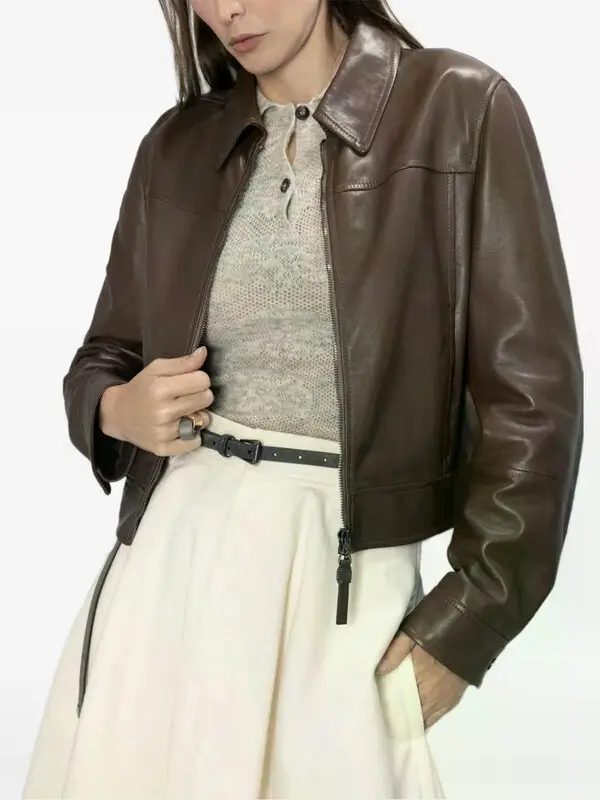Brunello Cucinelli Zip-up Leather Jacket - Brown