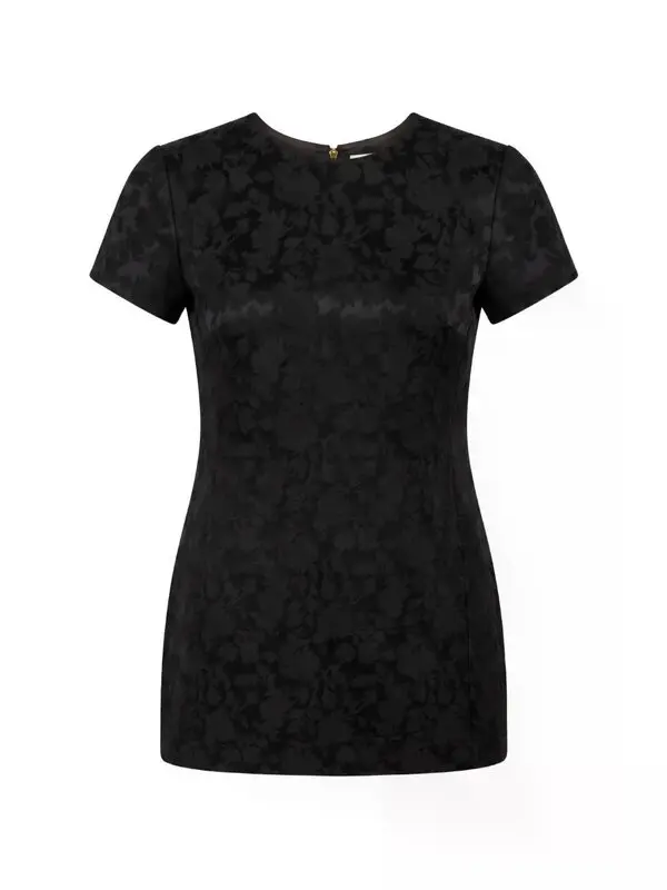 Saint Laurent Floral-jacquard Silk Dress - Black