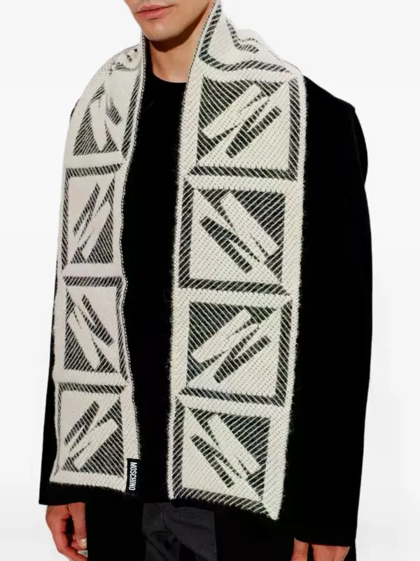 Moschino Geometric-pattern Logo-patch Scarf