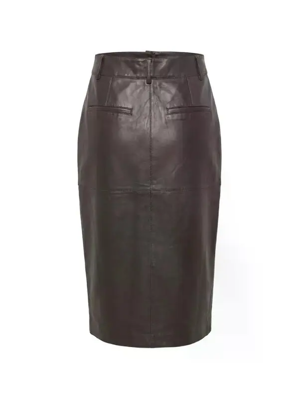 P.a.r.o.s.h Panelled Calf Leather Midi Skirt - Brown