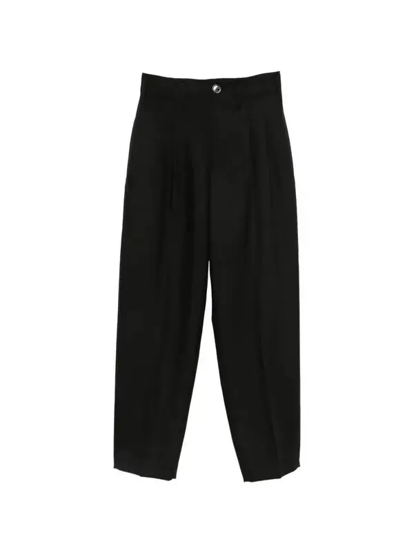 AMI Paris Pleated Straight-leg Trousers - Black